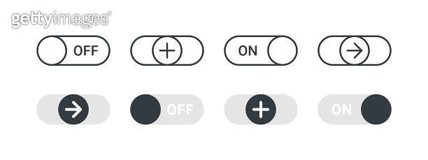 Switch icons. Switches with different signs. Toggle Element for Mobile ...