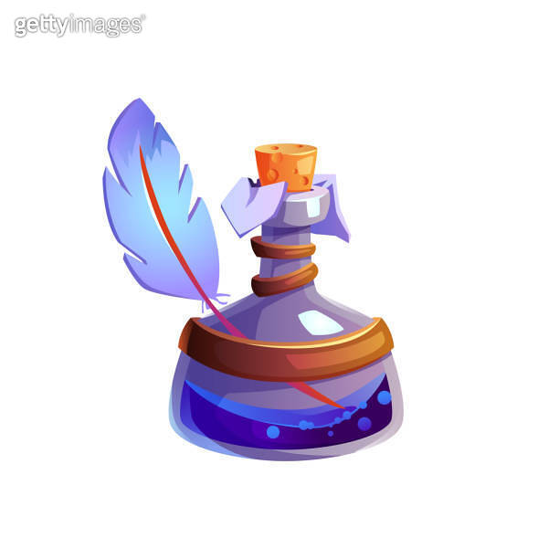 Potion bottle, toxic poison mixture in jar isolated Halloween party ...