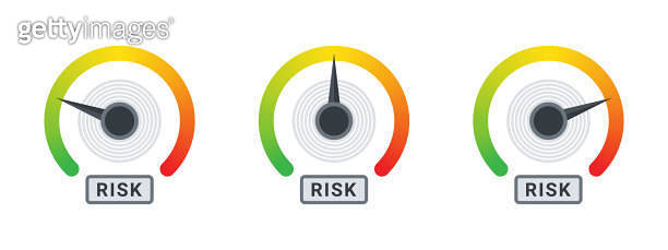 Risk meter. Risk icons. Meter signs concept. High risk scale concept ...
