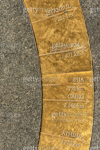 Kilometer zero point or Zero mile marker at Bratislava, Slovakia, close ...