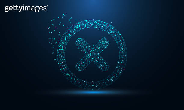 Abstract futuristic vector of cross mark icon in the form of a starry ...