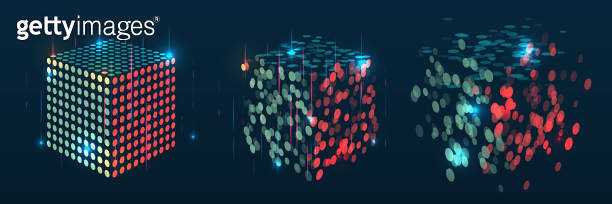 Abstract stream information with squares array and binary code ...