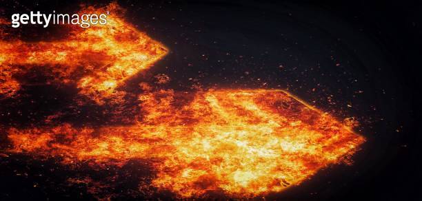 Illustration of multiple fire arrows moving horizontally (1356381922 ...