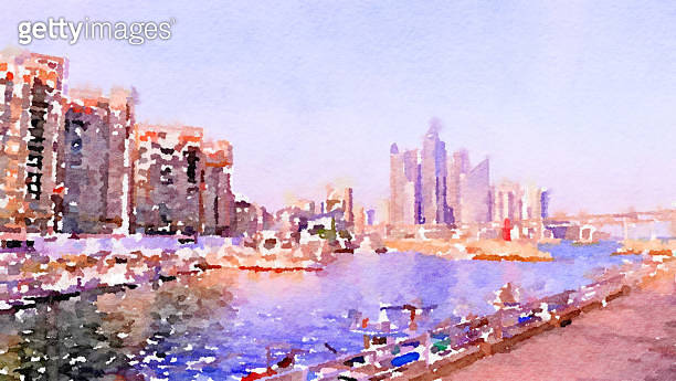 Watercolor drawing picture beautiful landscape view of Gwangandaegyo ...