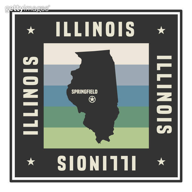 Abstract square stamp or sign with name of US state Illinois 이미지 ...