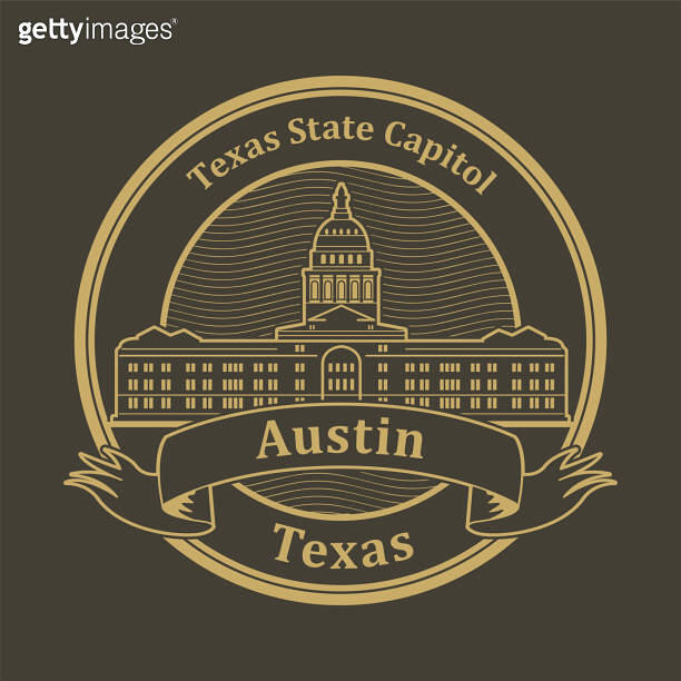 Stamp or label with words Texas State Capitol, Austin, Texas ...