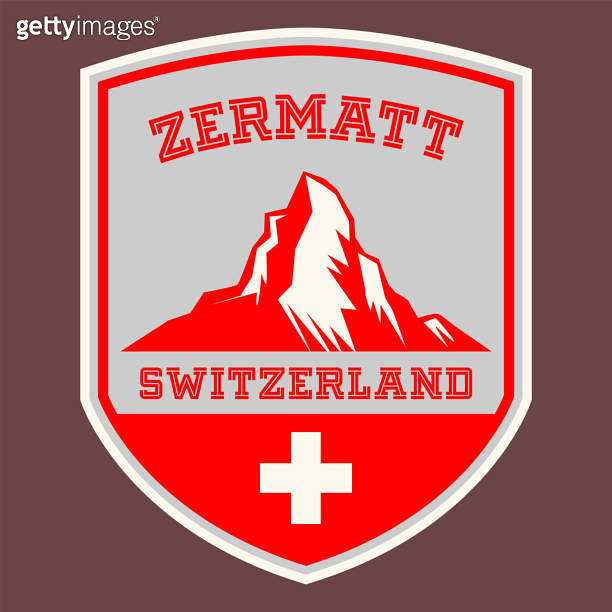 Zermatt, Swiss Alps. Emblem or label of Alps with Matterhorn ...