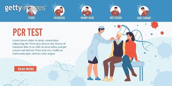 Flat cartoon patients doctor characters,PCR test,coronavirus prevention ...