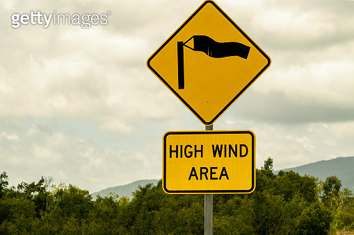 High Wind Warning Sign 이미지 (1355162135) - 게티이미지뱅크