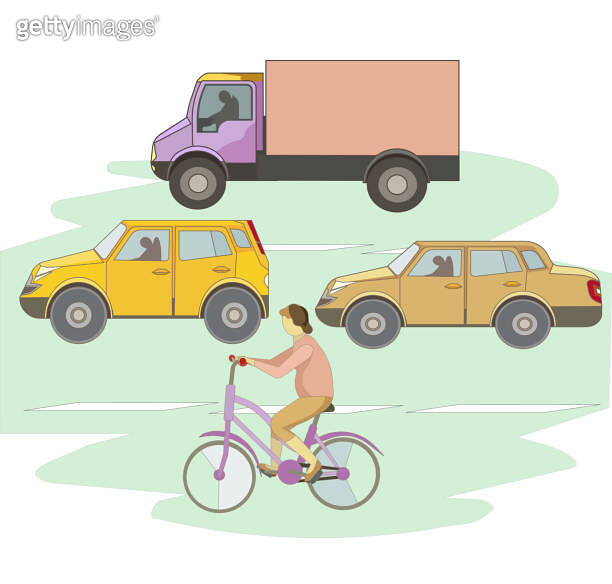 Vector Traffic lanes for Bicycles, Cargo trucks and Cars on white ...