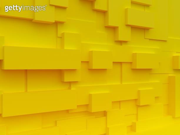 Minimal geometric background. Yellow presentation surface. A wall of ...