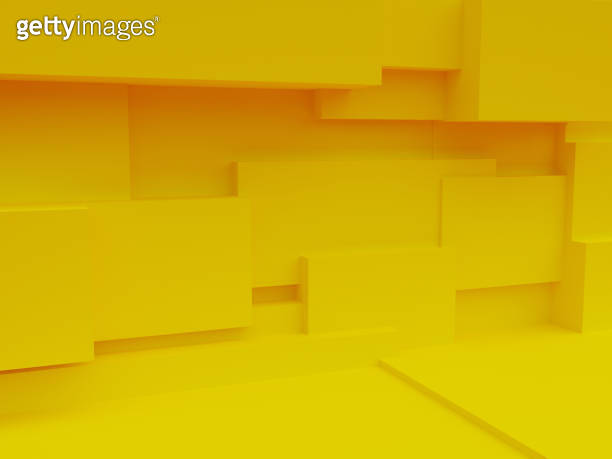 Geometric abstraction background. Randomly placed yellow blocks ...