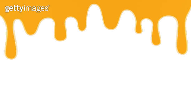 Liquid yellow drips oil, syrup, orange juice or jelly. Texture dripping ...