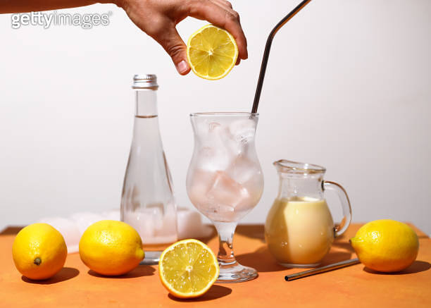 Creamy lemonade trendy summer mocktail. Cold non-alcoholic cocktail ...