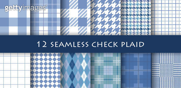 illustration of a collection of 12 check patterns. (1320770091) - 게티이미지뱅크