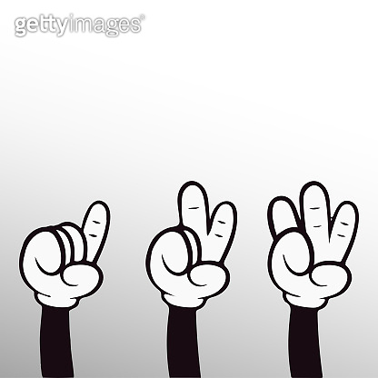 Hand icons with finger count. Hand gesture symbols, counting by bending ...