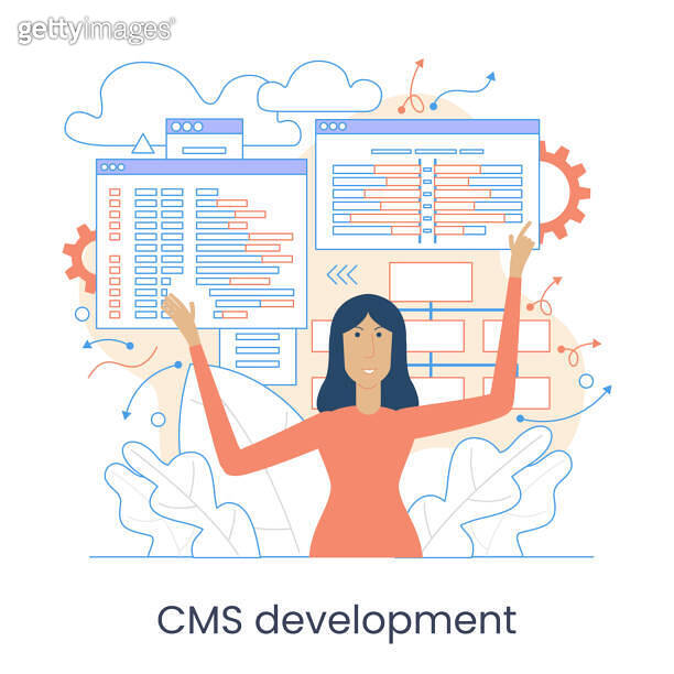 Website architecture concept. PHP and MySql. CMS content management system. Web development ...