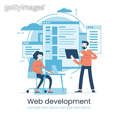 Website architecture concept. PHP and MySql. CMS content management system. Web development ...