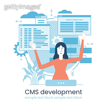 Website architecture concept. PHP and MySql. CMS content management ...