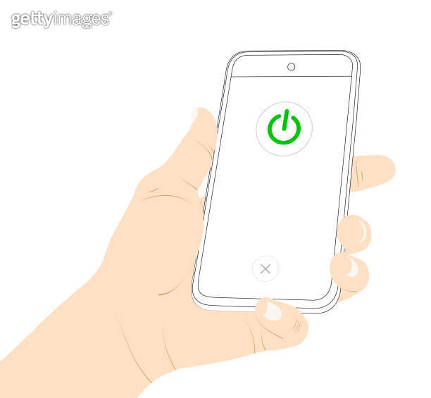 Show the phone, screen, power on, turn on, activate, button, push stock ...