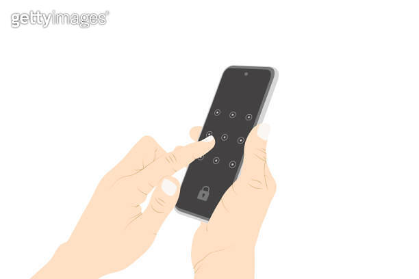 Smartphone security pattern operation, unlocking, locking, entering pin ...