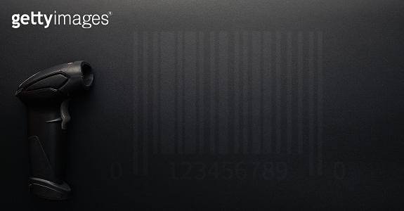 Barcode reader. Retail label barcode scan. Reader laser scanner for ...
