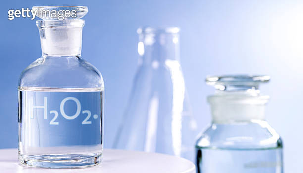 Hydrogen peroxide Reagent bottle with glass stopper, medicine of ...