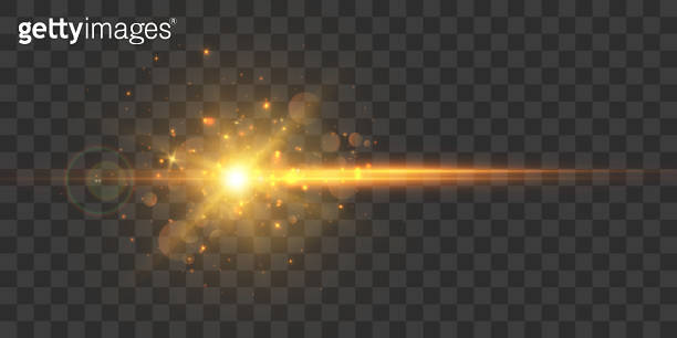 Realistic Bright Light Effect Sparkling Star Transparent Background Light Sun Vector (1358603802 ...