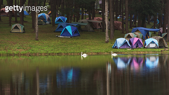 Morning at Pang Ung lake, Pang Ung Mae Hong Son province, North of ...
