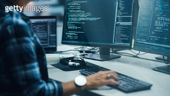 Diverse Office: Professional Programmer Woman with Disability Using ...