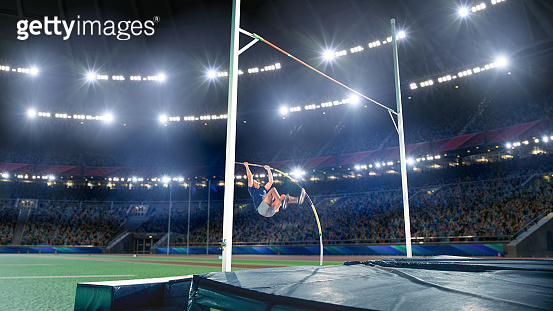Pole Vault Jumping: Professional Male Athlete on World Championship ...
