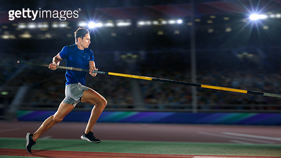 Pole Vault Jumping: Professional Male Athlete on World Championship ...