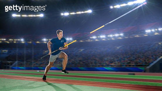 Pole Vault Jumping: Professional Male Athlete on World Championship ...