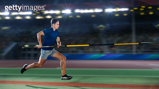 Pole Vault Jumping: Professional Male Athlete on World Championship ...