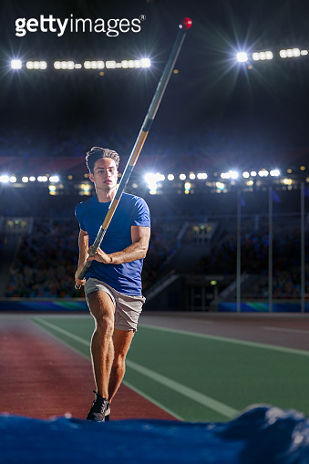 Pole Vault Jumping: Professional Male Athlete on World Championship ...