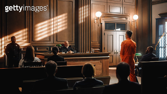 Court of Law and Justice Trial: Imparcial Honorable Judge Pronouncing ...