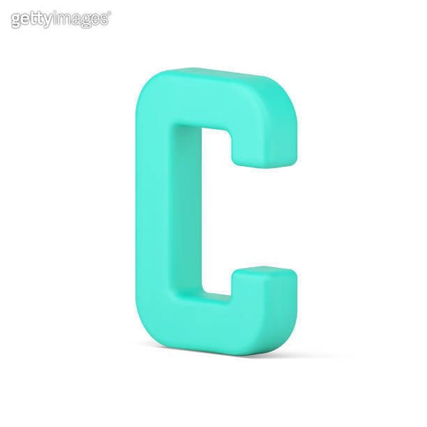 Green letter C 3d icon. Language symbol for volumetric typography ...
