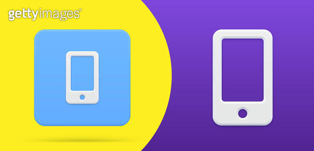 Smartphone screen with button simple 3d icon set vector illustration ...