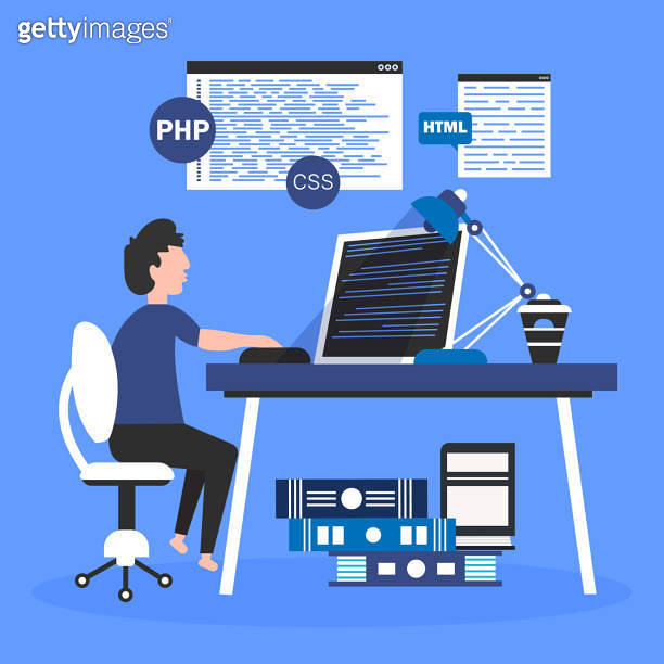 Professional programmer engineer writing code 이미지 (1326450014) - 게티이미지뱅크