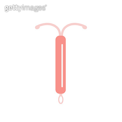 Hormonal IUD. Copper Intrauterine device colored flat style icon. Women ...