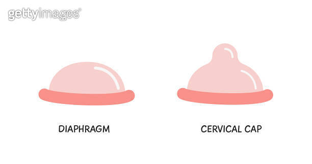 Contraceptive diaphragm and cervical cap colored flat style icons ...