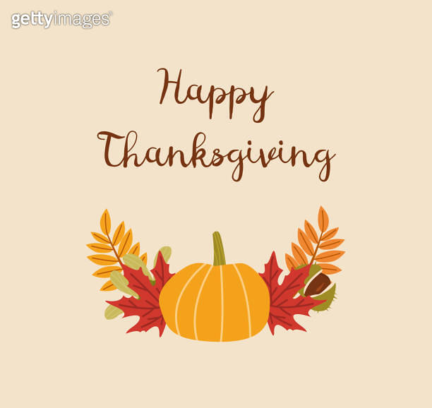 Happy thanksgiving calligraphic vector lettering. Autumn holiday ...