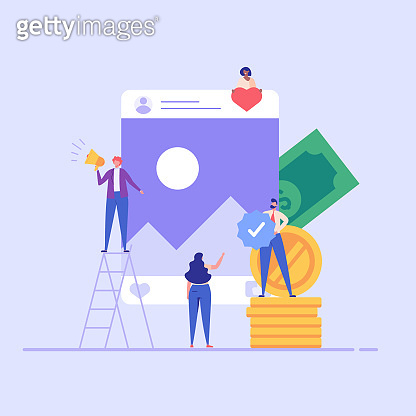 Marketing team earning money online in social media. Bloggers monetizes ...