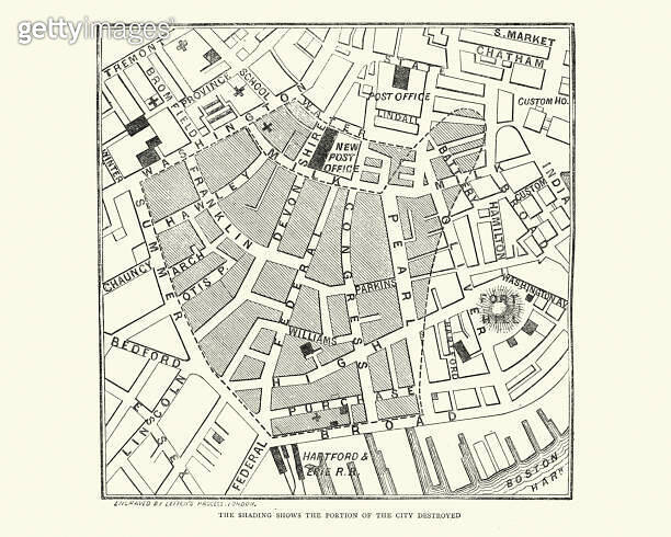 Map showing damaged caused by the Great Boston Fire of 1872 (1345192764 ...