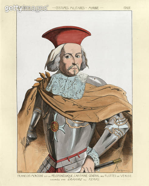 Francesco Morosini wearing plate armour, Venetian admiral, 17th Century ...