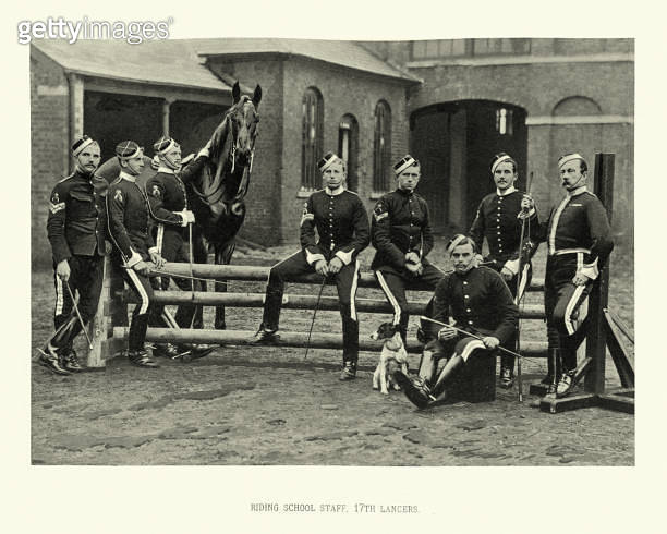 Riding school staff, 17th Lancers, Victorian British army cavalry ...