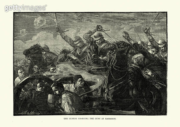 British Royal Horse Guards charging the guns Battle of Kassassin Lock ...