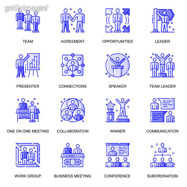 Business People web flat line icons set. Pack outline pictogram of ...