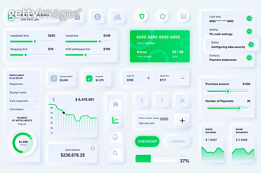 User interface elements for banking mobile app. Unique neumorphic ...