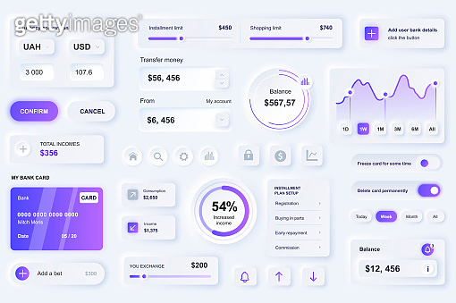 User interface elements for finance service mobile app. Unique ...